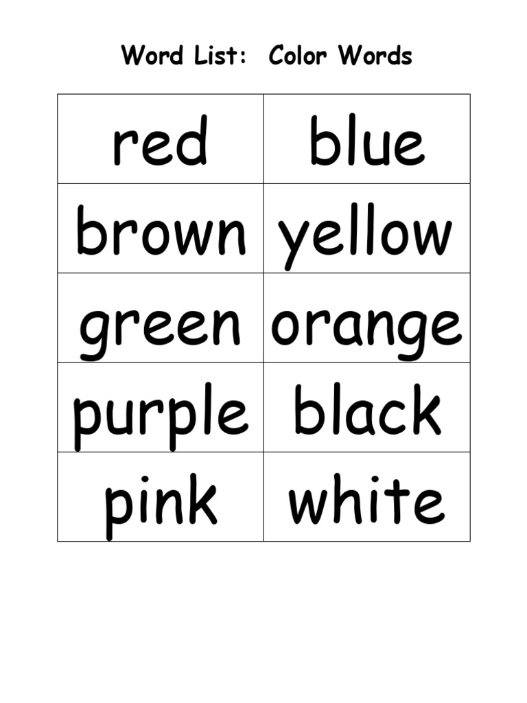 Flash Cards: Colors, Numbers, Words | PDF