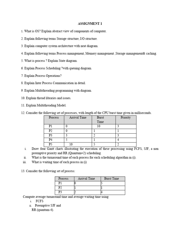 Assignment 1 | Download Free PDF | Process (Computing) | Scheduling (Computing)
