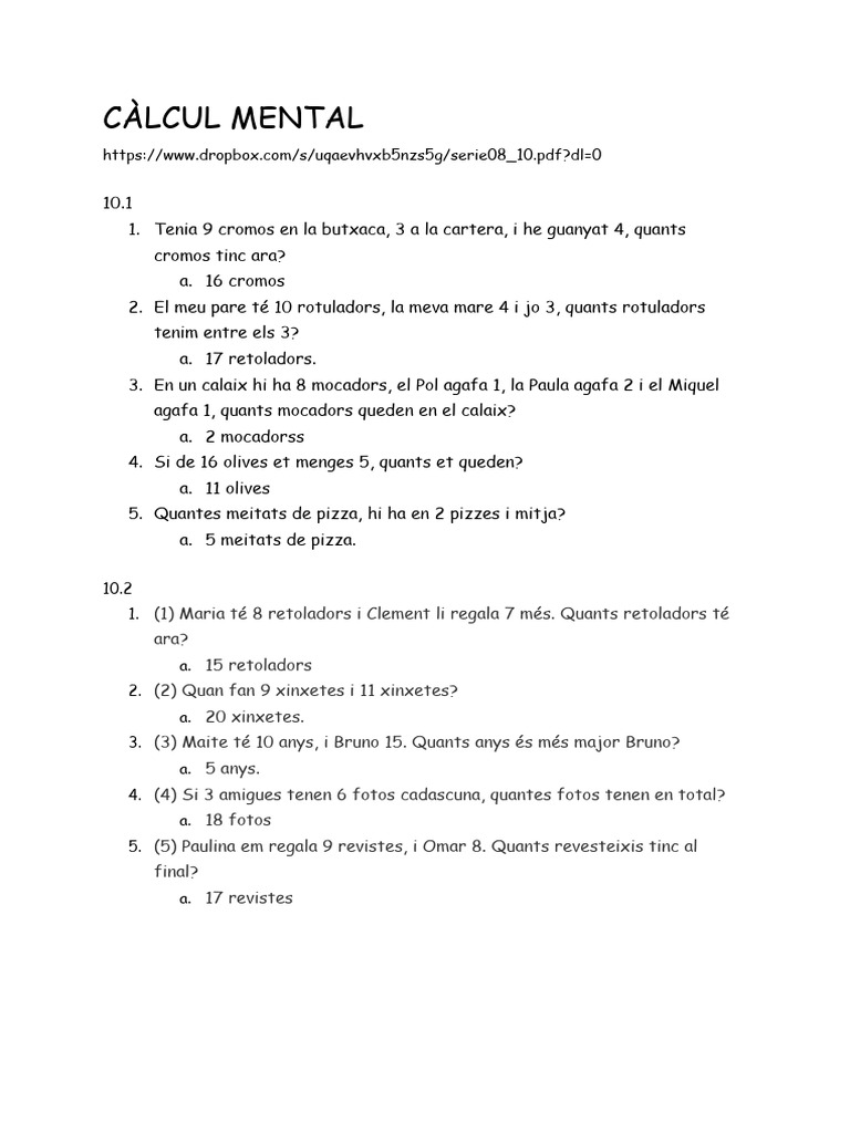 CÀLCUL MENTAL | PDF