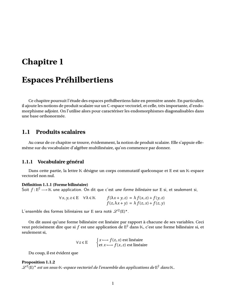 Espaces Pre Hilbert Iens | PDF | Espace euclidien | Matrice (Mathématiques)
