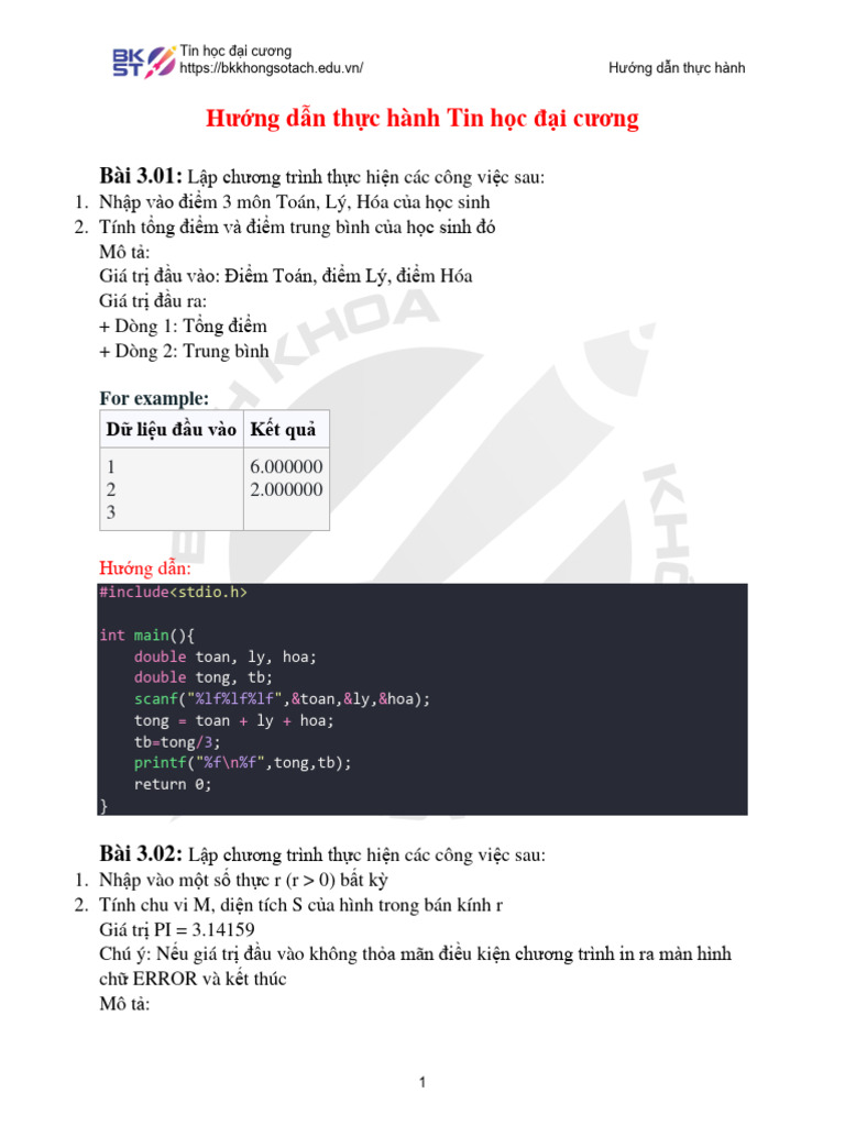 Huong Dan Thuc Hanh | PDF