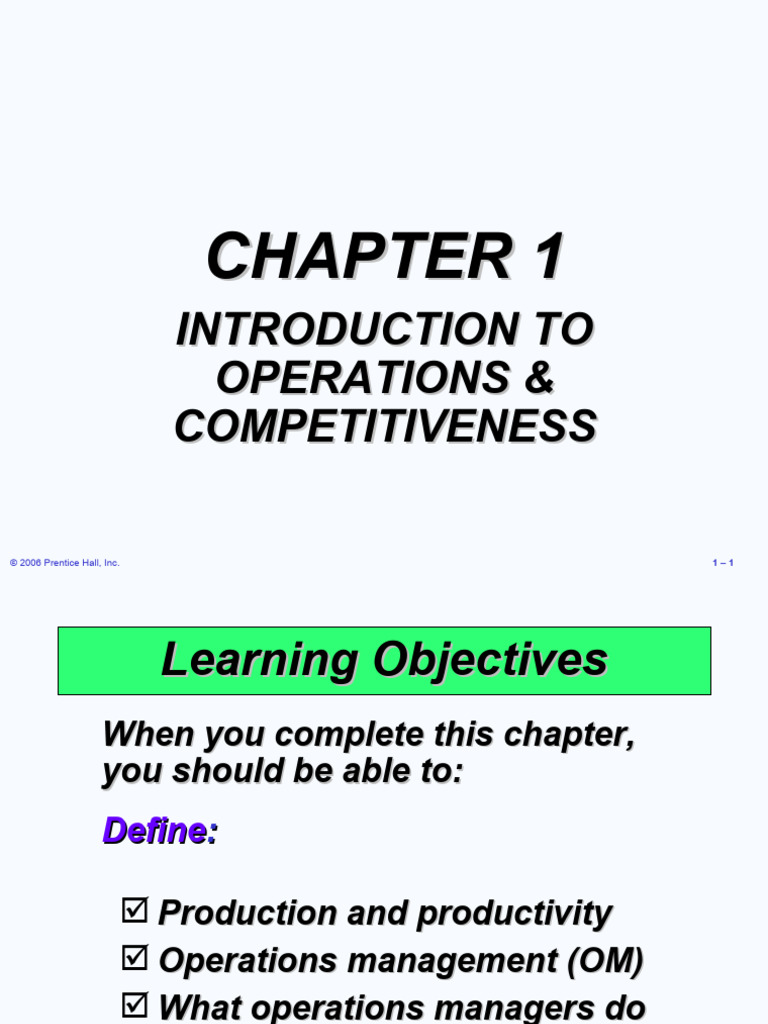 Ch1-Introduction To Operations Competitiveness | PDF | Product (Business) | Production And ...