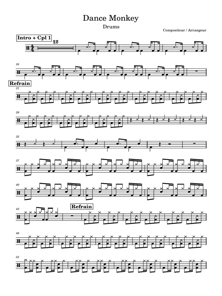 Dance Monkey Drum Arrangement | PDF