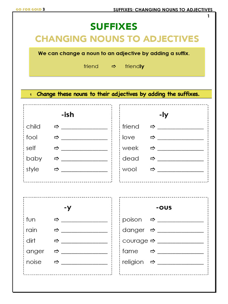 Suffixes Changing Nouns To Adjectives | Download Free PDF | Adjective ...