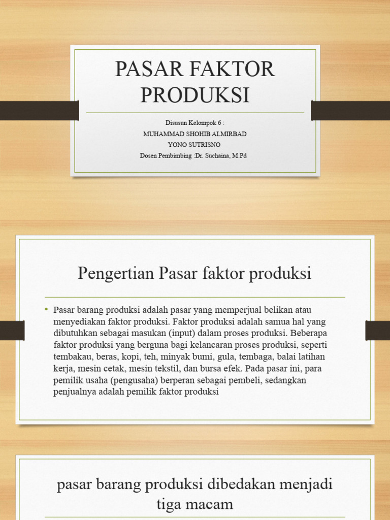 Ciri dan Jenis Pasar Faktor Produksi | PDF