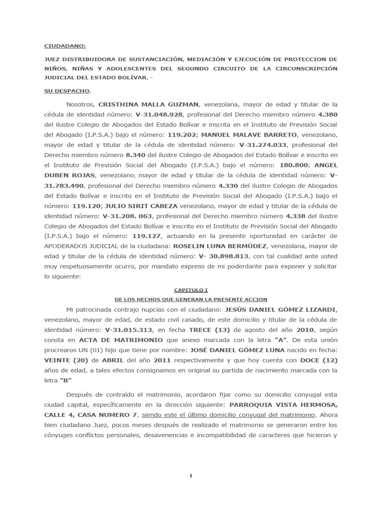 Demanda de Civil (Corregida) | PDF | Divorcio | Matrimonio