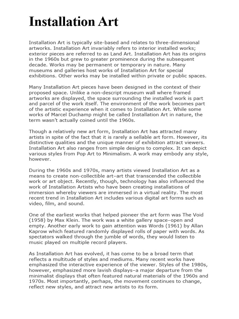 Installation Art | PDF | Installation Art | The Arts