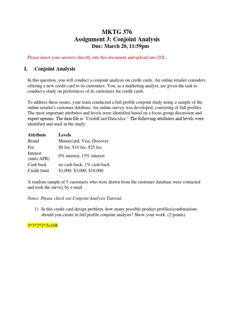 Assignment 3 - Conjoint Analysis Cottingham Drew (1) | PDF | Credit Card | Visa Inc.