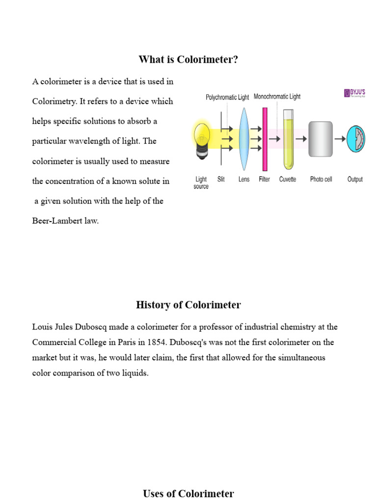 Colorimeter project | PDF | Absorbance | Spectrophotometry