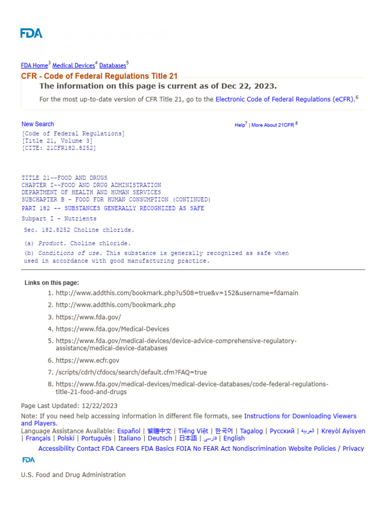 CFR - Code of Federal Regulations Title 21 | PDF | Food And Drug ...