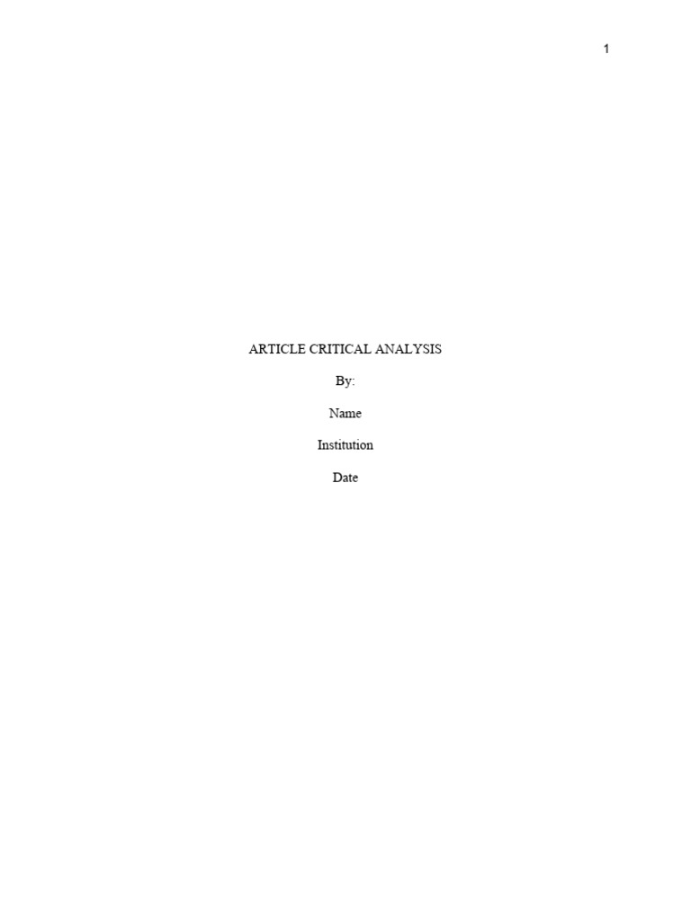 Critical Analysis Of Easy To Read Articles Pdf Reading