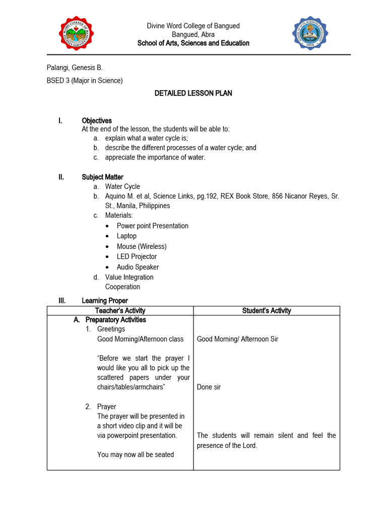 Lesson Plan Grade 8 | PDF | Water Vapor | Water
