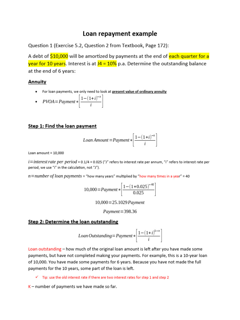 Loan Repayment Example - 2NOV2022 | PDF | Interest | Loans