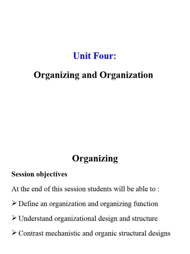 Organizing | PDF | Goal | Division Of Labour