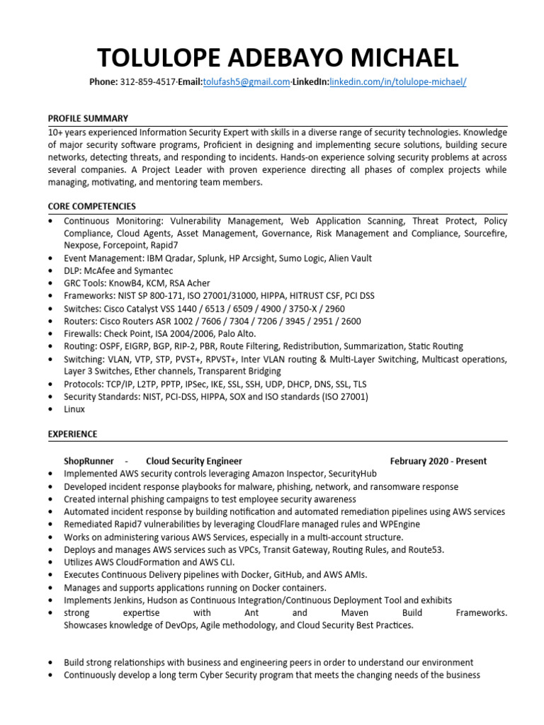 Resume Sample For US STAFFING | PDF | Computer Security | Security