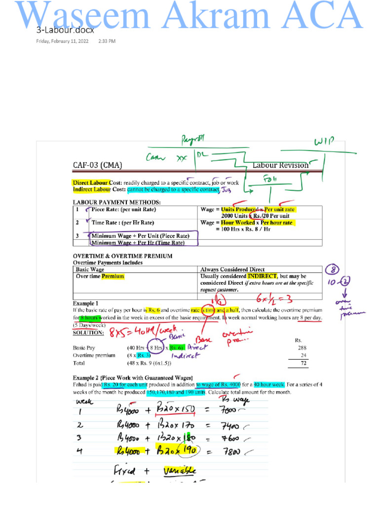 3-Labour CMA Rev by Sir Waseem Akram ACA | PDF