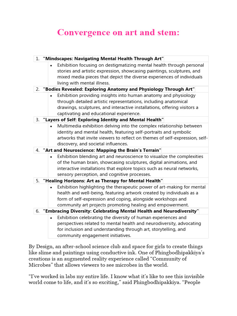 Convergence On Art and Stem | PDF | Mental Disorder | Experience