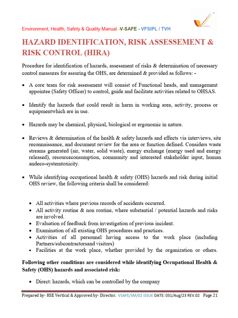 Hira | PDF | Occupational Safety And Health | Risk