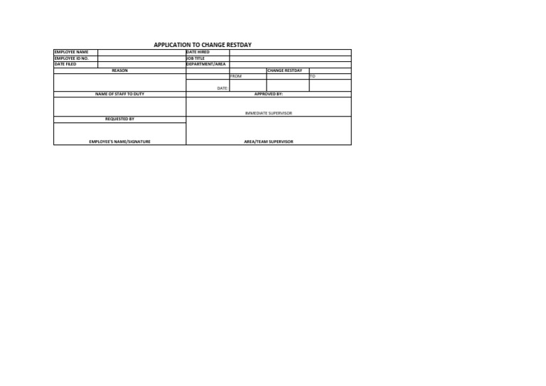 Change Rest Day Form | PDF