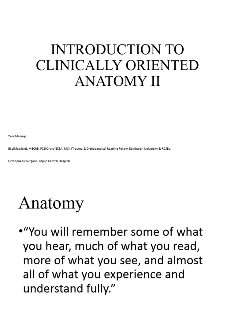 Introduction To Clinically Oriented Anatomy Iied Pdf Anatomical