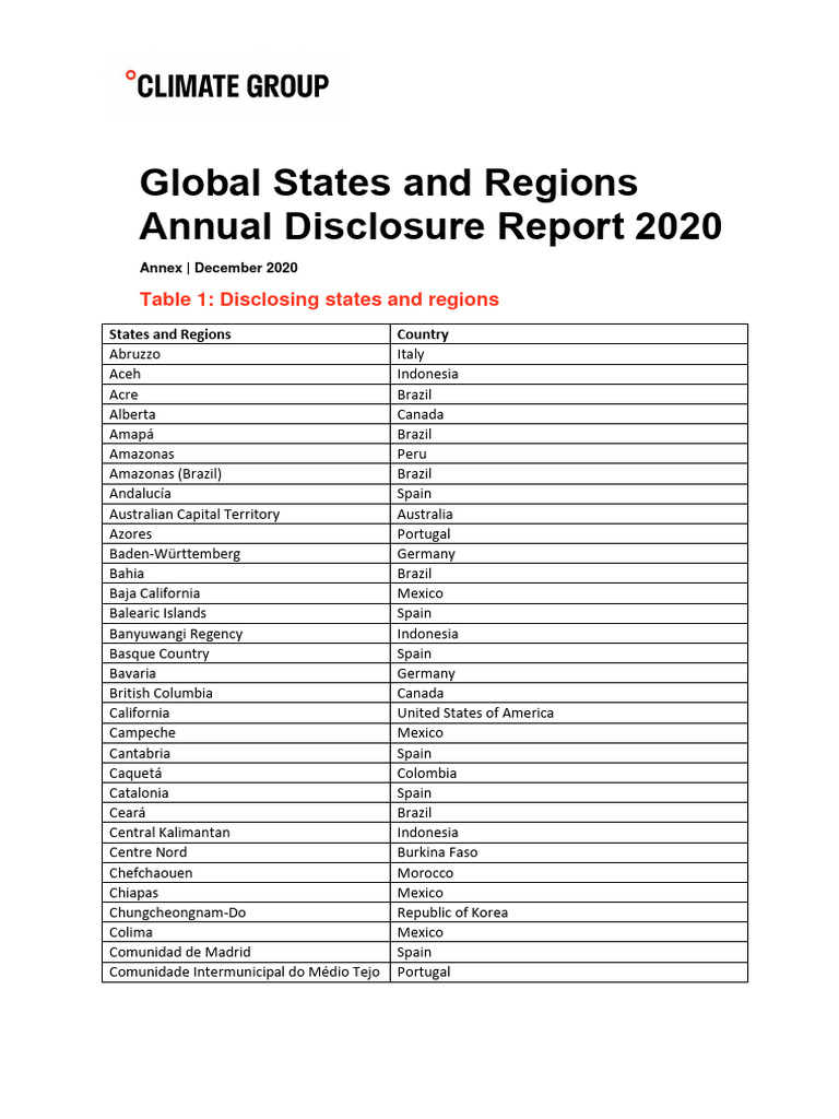 Global States and Regions Annual Disclosure 2020 - Annex PDF | PDF ...