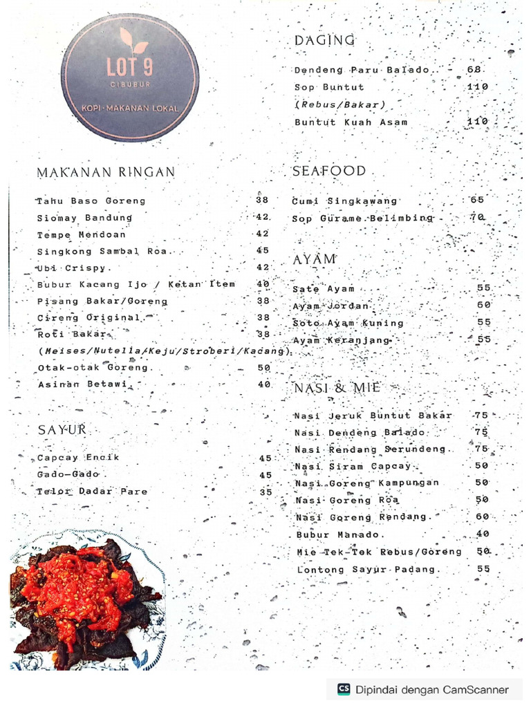 Menu LOT 9 Cibubur | PDF