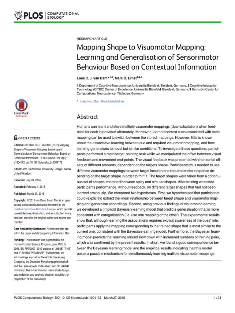 Mapping Shape To Visuomotor Mapping: Learning and Generalisation of Sensorimotor Behaviour Based ...