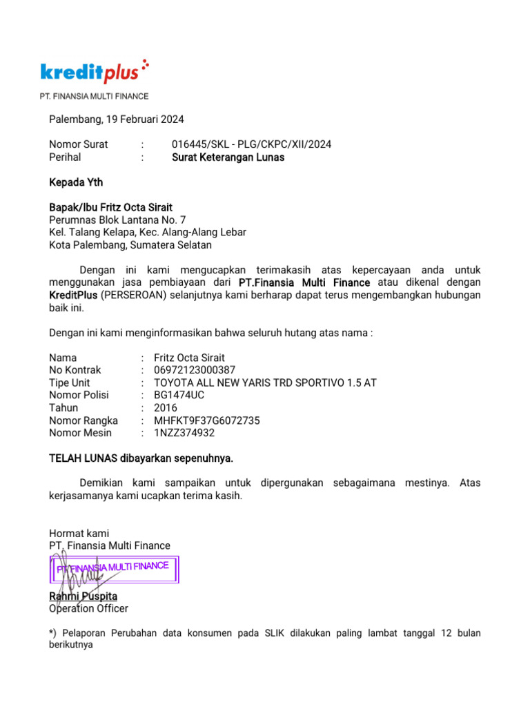 Surat Lunas | PDF