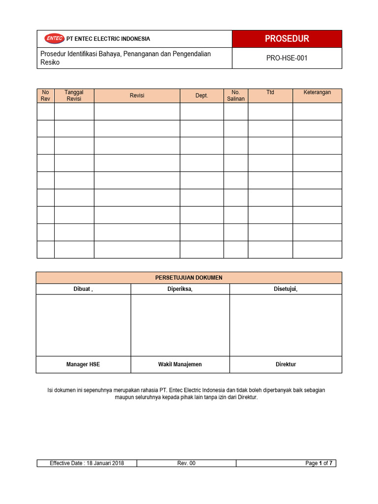 PRO-HSE-01 Hazard Identification, Risk Assessment and Control FINAL | PDF