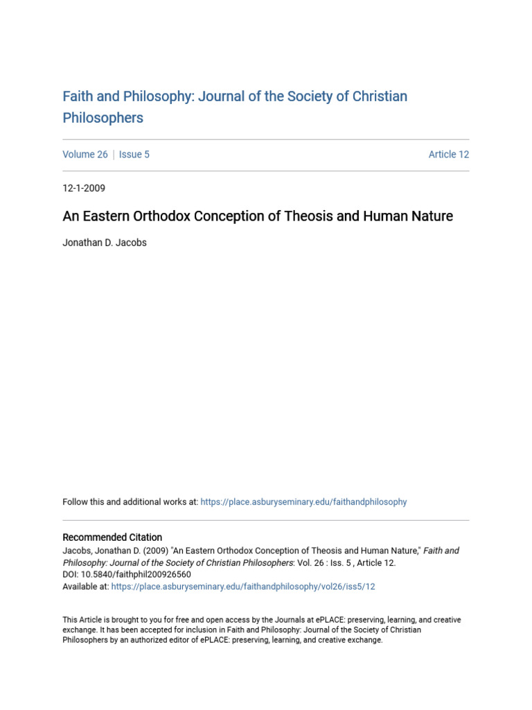 Eastern Orthodox Theosis Explained | PDF | Eastern Orthodoxy | Human Nature