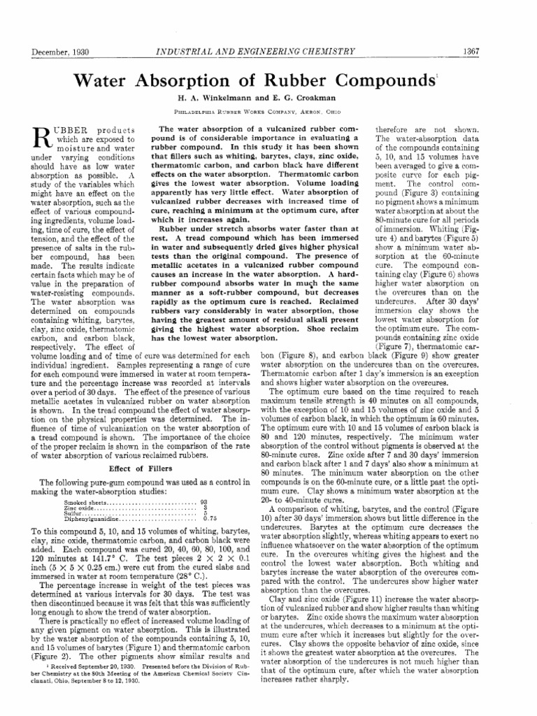 Water Absorption of Rubber Compounds | PDF | Water | Natural Rubber