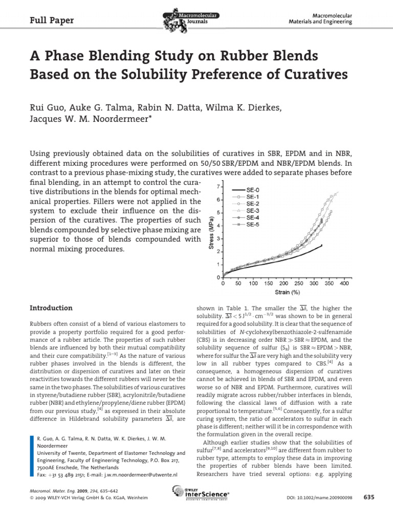 A Phase Blending Study On Rubber Blends Based On The Solubility ...