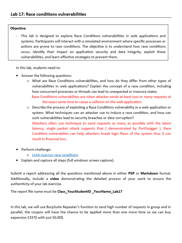 Lab17 Race Conditions Vulnerabilities | PDF | Computers | Technology & Engineering