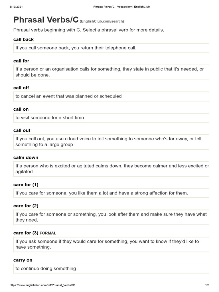 Phrasal Verbs_C _ Vocabulary _ EnglishClub | PDF