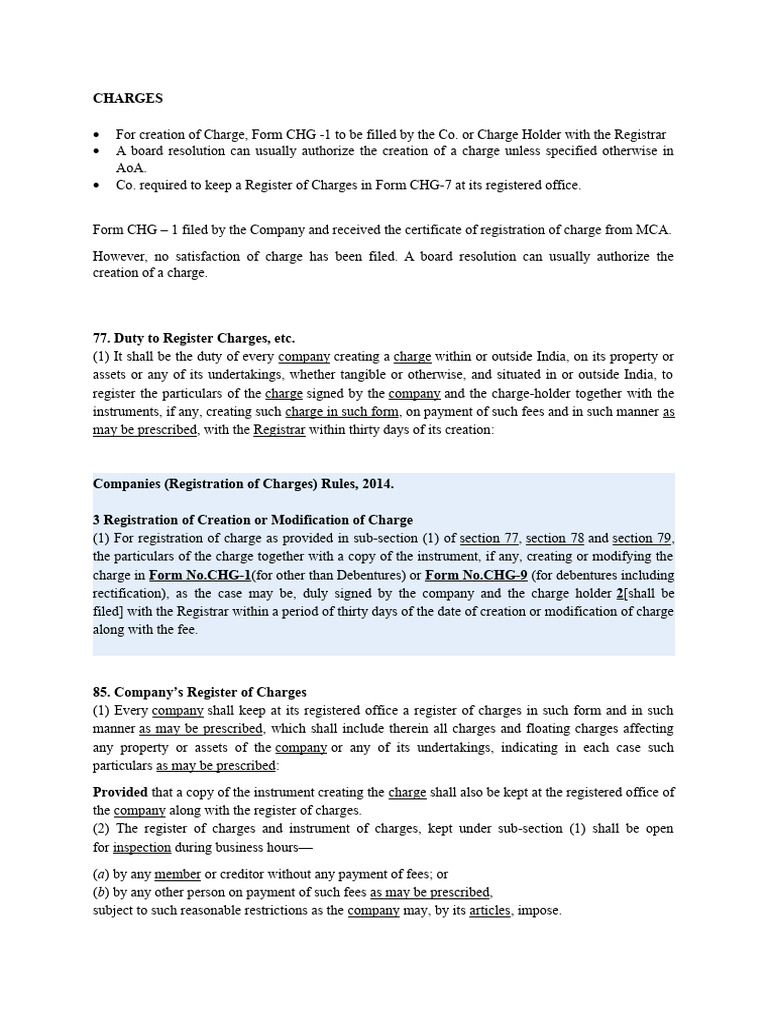 Company Charge Registration Guide | PDF | Civil Law (Common Law ...