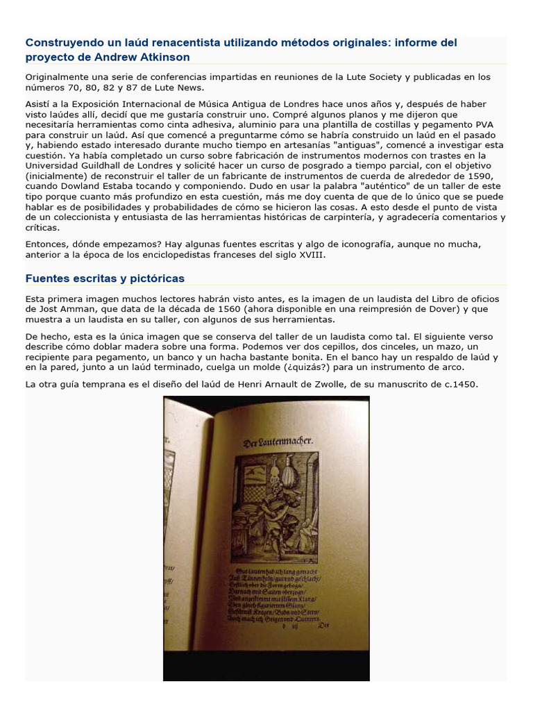 Construcción de un laúd renacentista | PDF | Herramientas | Carpintería