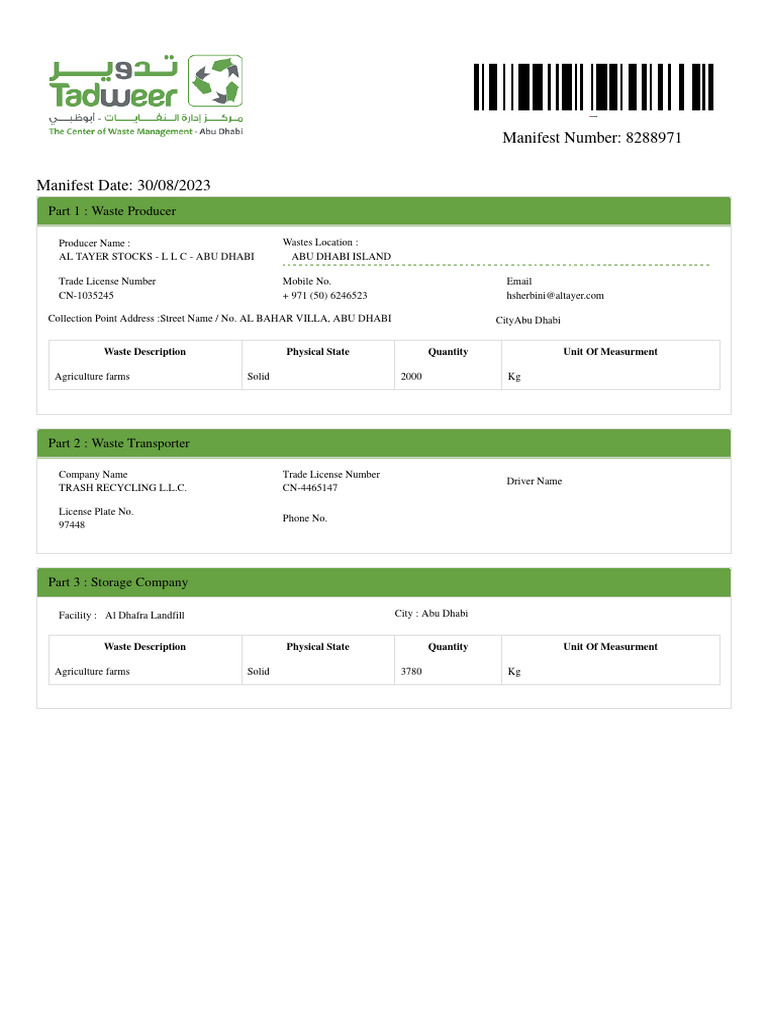 Manifest | PDF | Waste | Recycling
