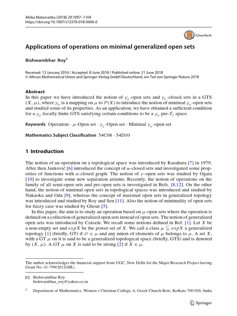 Minimal Generalized Open Sets | PDF | Theorem | Empty Set