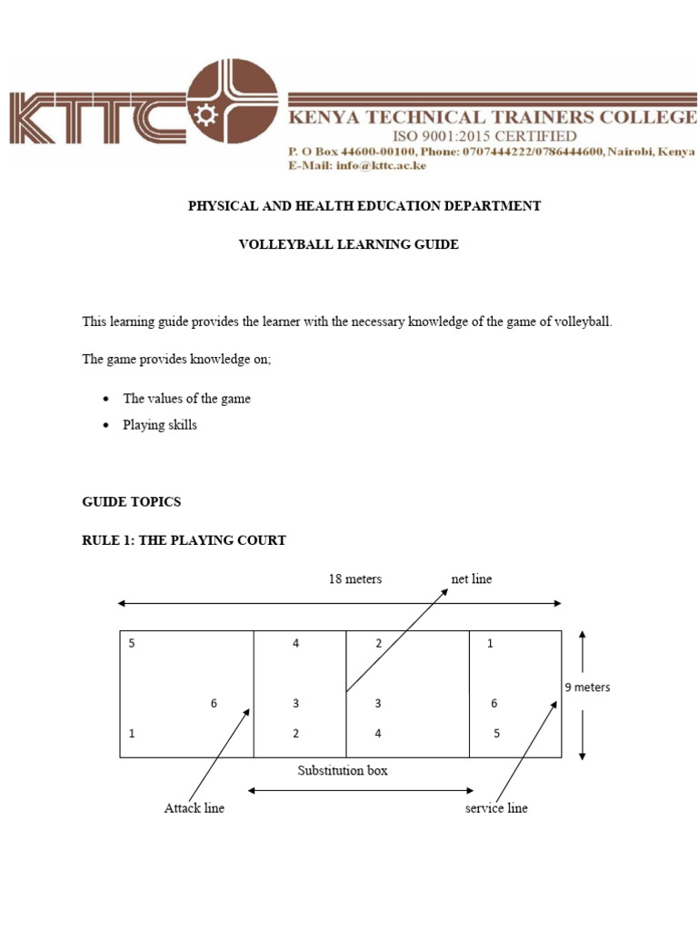 VOLLEYBALL LEARNING GUIDE | PDF | Volleyball | Athletic Sports