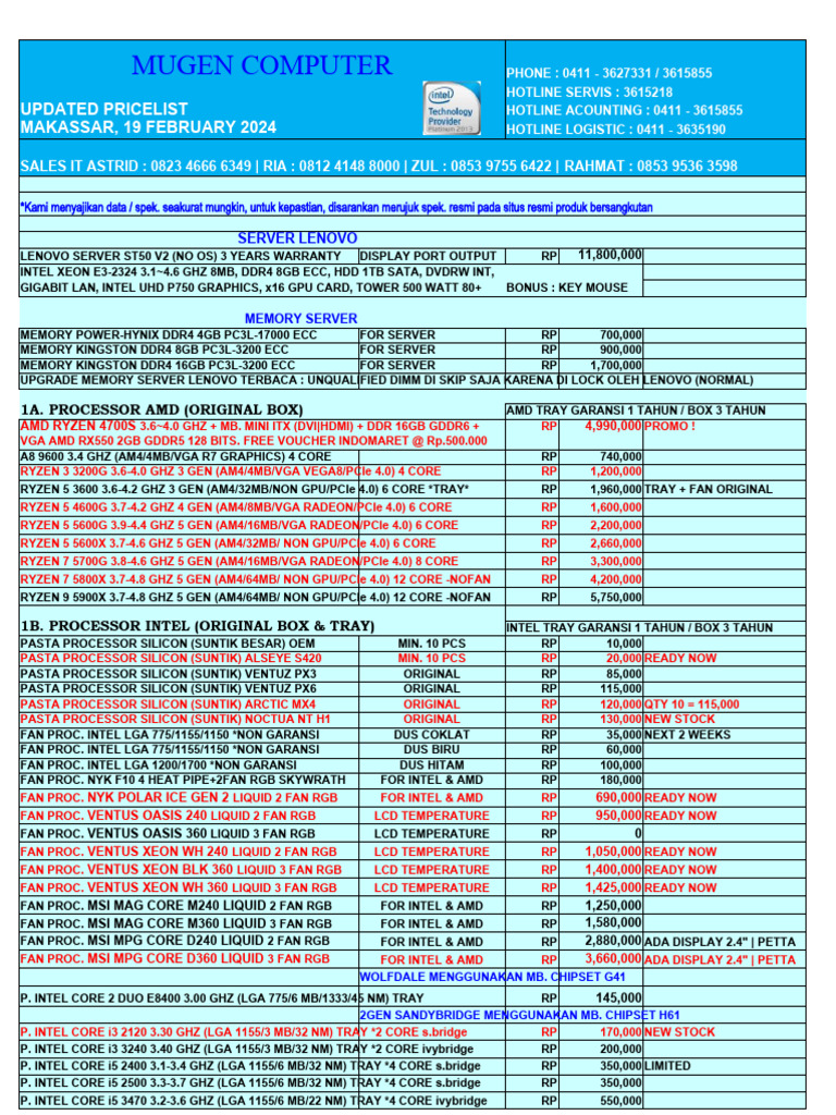 PL Mugen 19 Feb 2024 (5 Sheet) | PDF | Solid State Drive | Computer Hardware