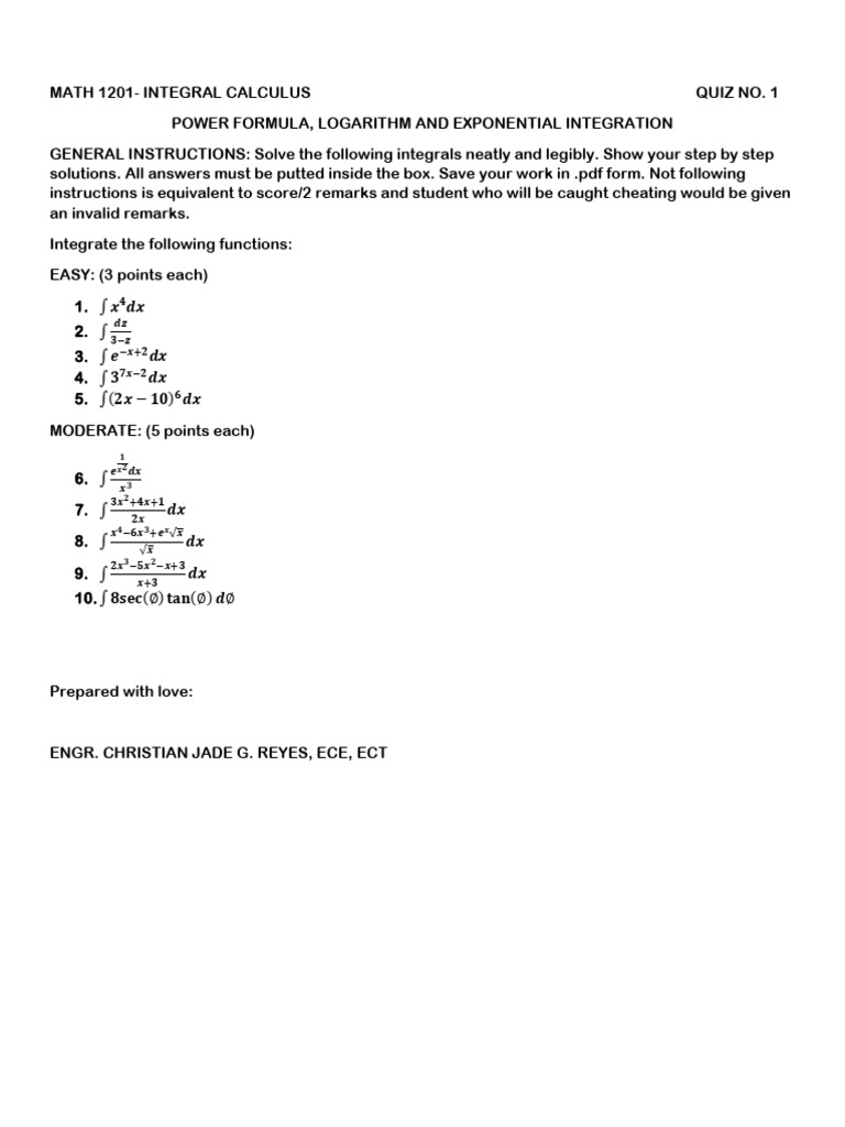 Math 1101-Quiz No. 1 | PDF