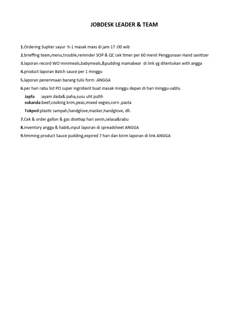 Jobdesk Leader | PDF