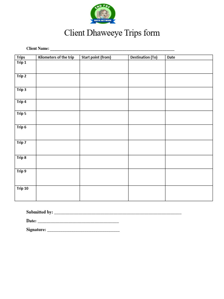Client Dhaweeye Trips Form | PDF | Career & Growth