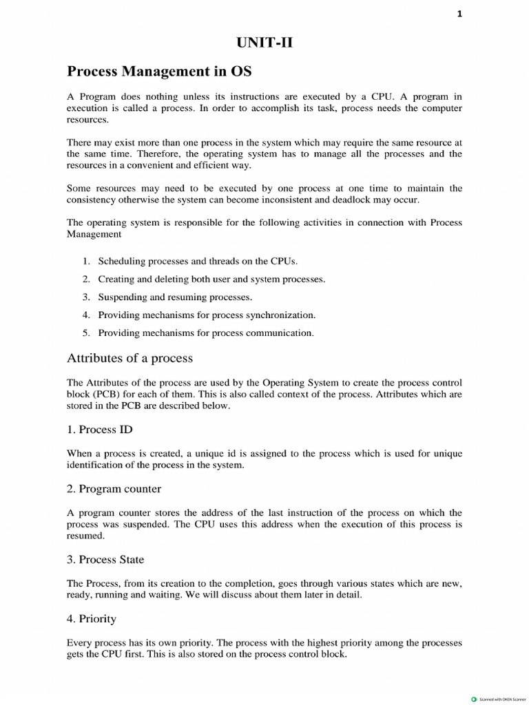 Process Management in OS | PDF