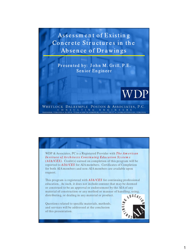 Assessment Existing Concrete Structures Pdf Concrete Nondestructive Testing