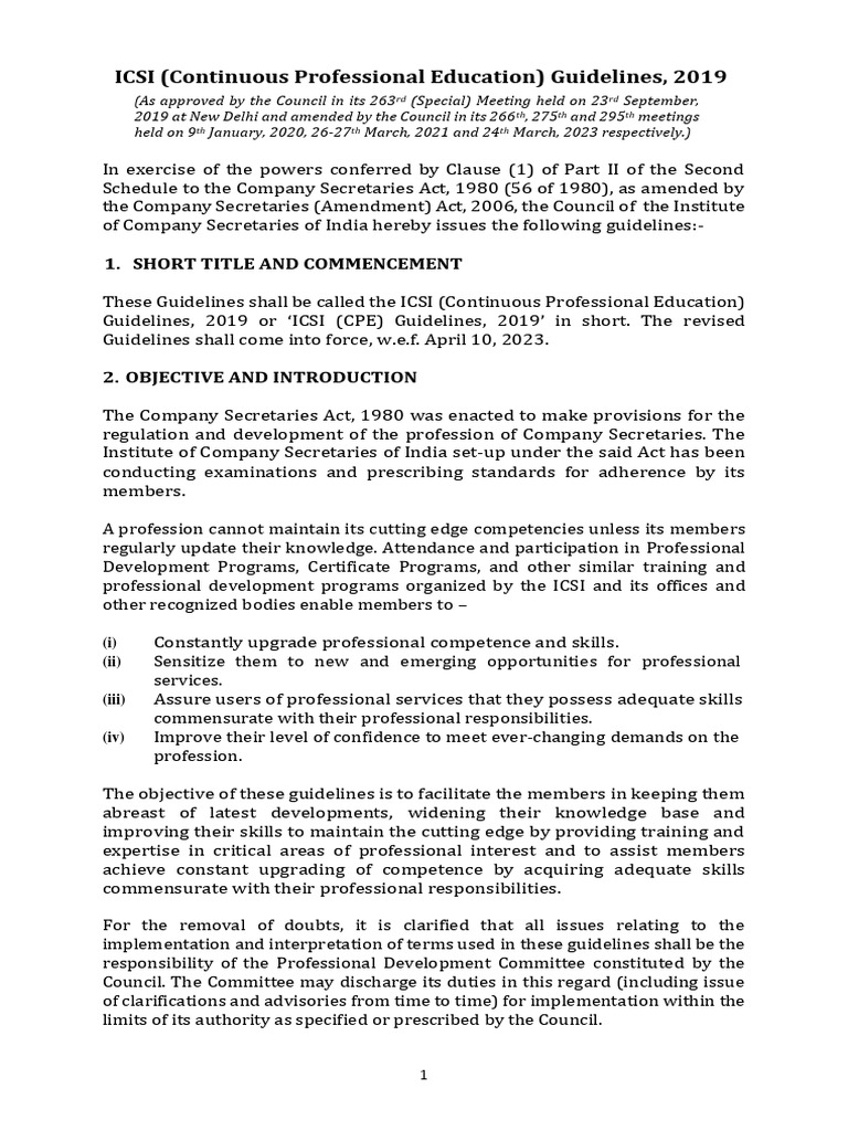 ICSI Revised - CPE-Gls | PDF | Profession | Justice