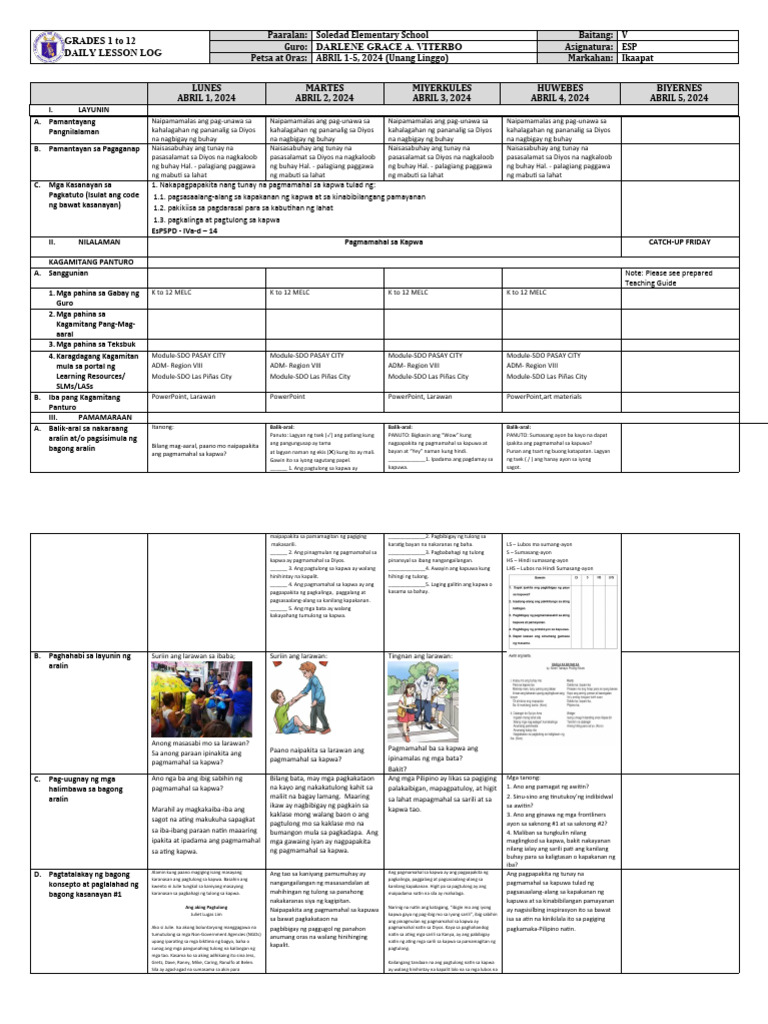 DLL in ESP 5 Q4 W1 | PDF
