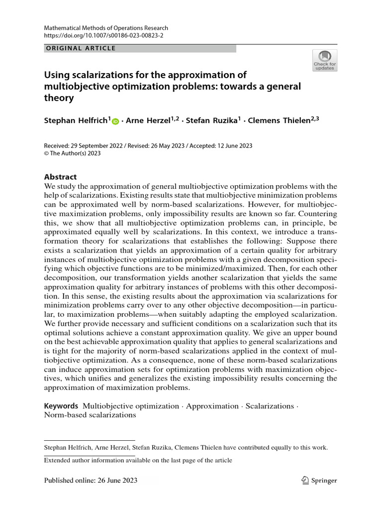Using Scalarizations For The Approximation of Multiobjective Optimization Problems: Towards A ...