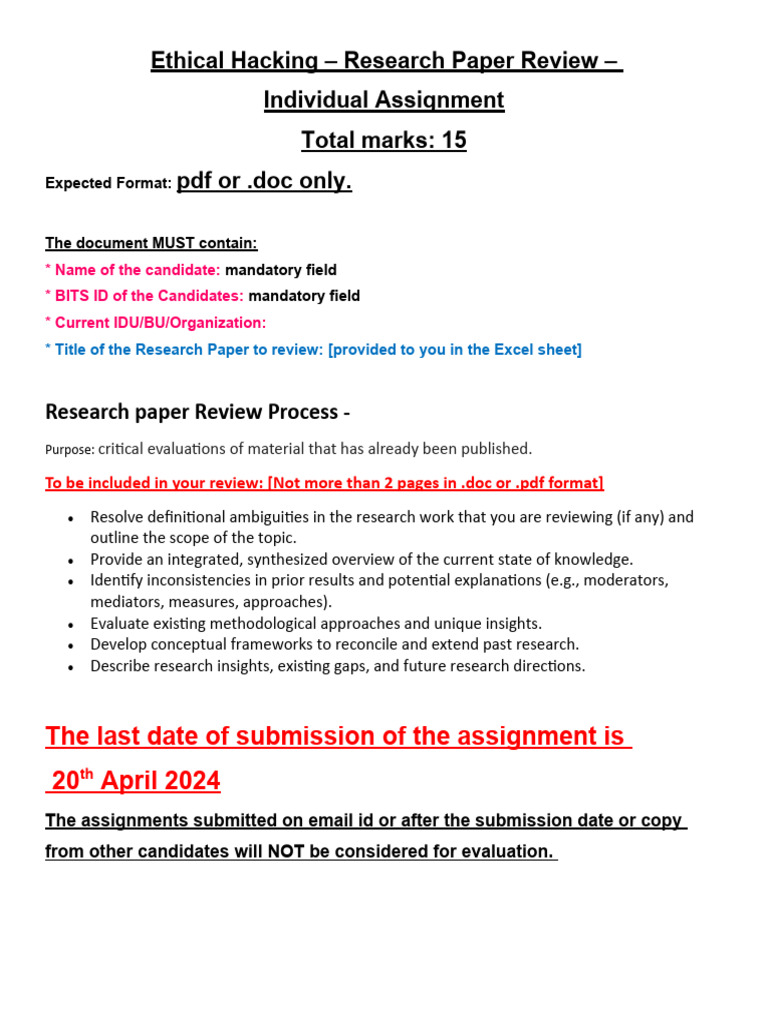 Ethical Hacking - Assignment Work - Mar-Apr-2024 | PDF | Art