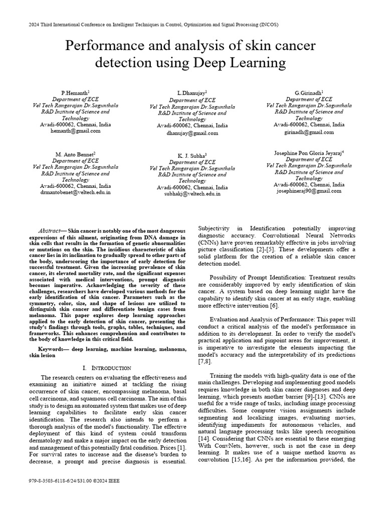 Performance and Analysis of Skin Cancer Detection Using Deep Learning ...